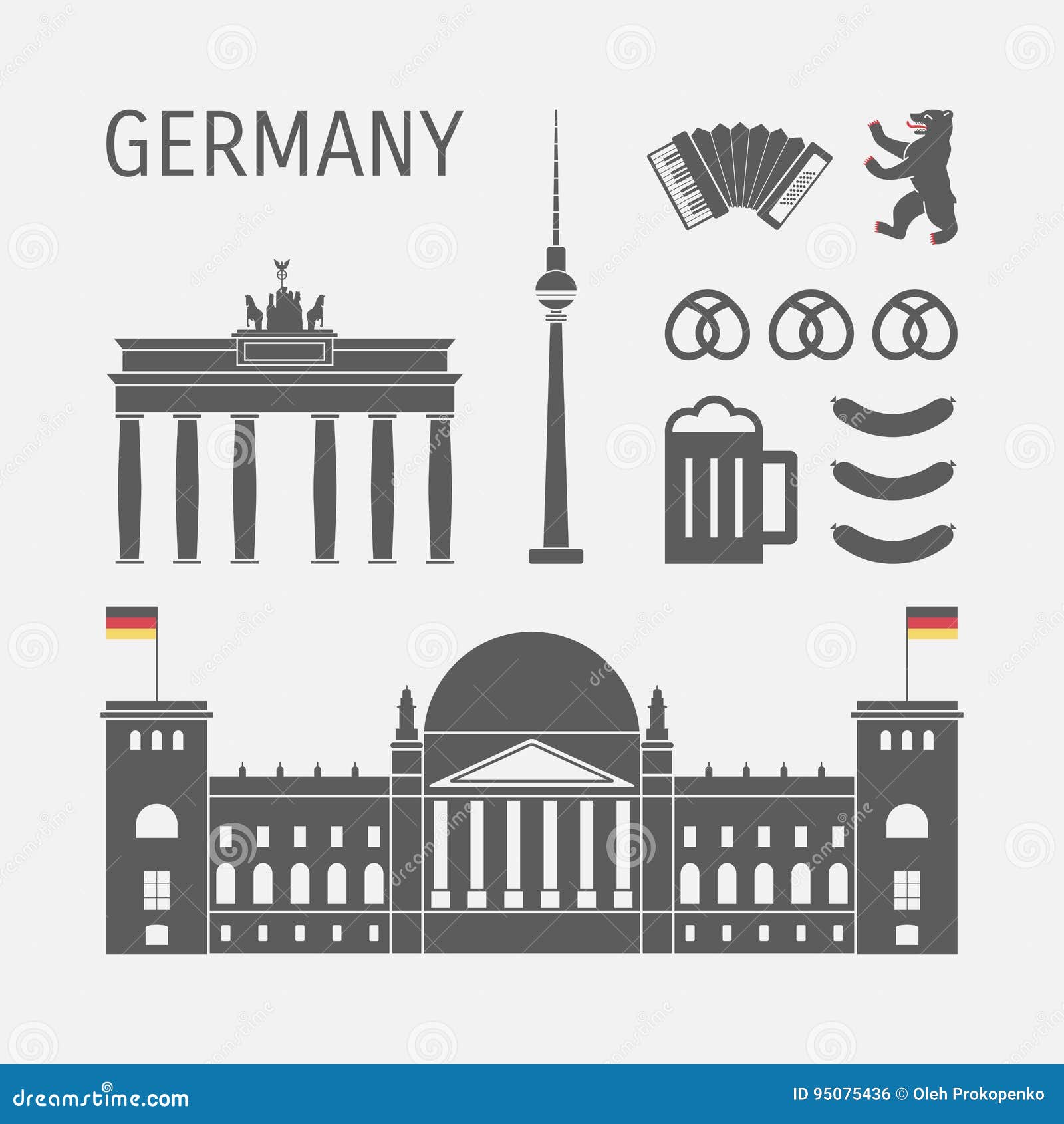 German Infographics. Symbol of Berlin, Architecture Stock Vector ...
