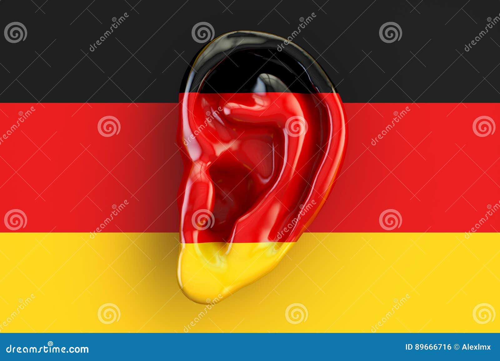 German Intelligence Concept, Ear on the Flag of Germany. 3D Rend Stock ...