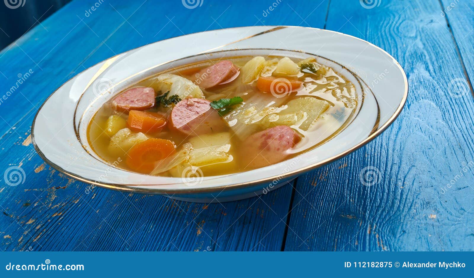 German Kohlsuppe stock image. Image of meat, meal, cooking - 112182875