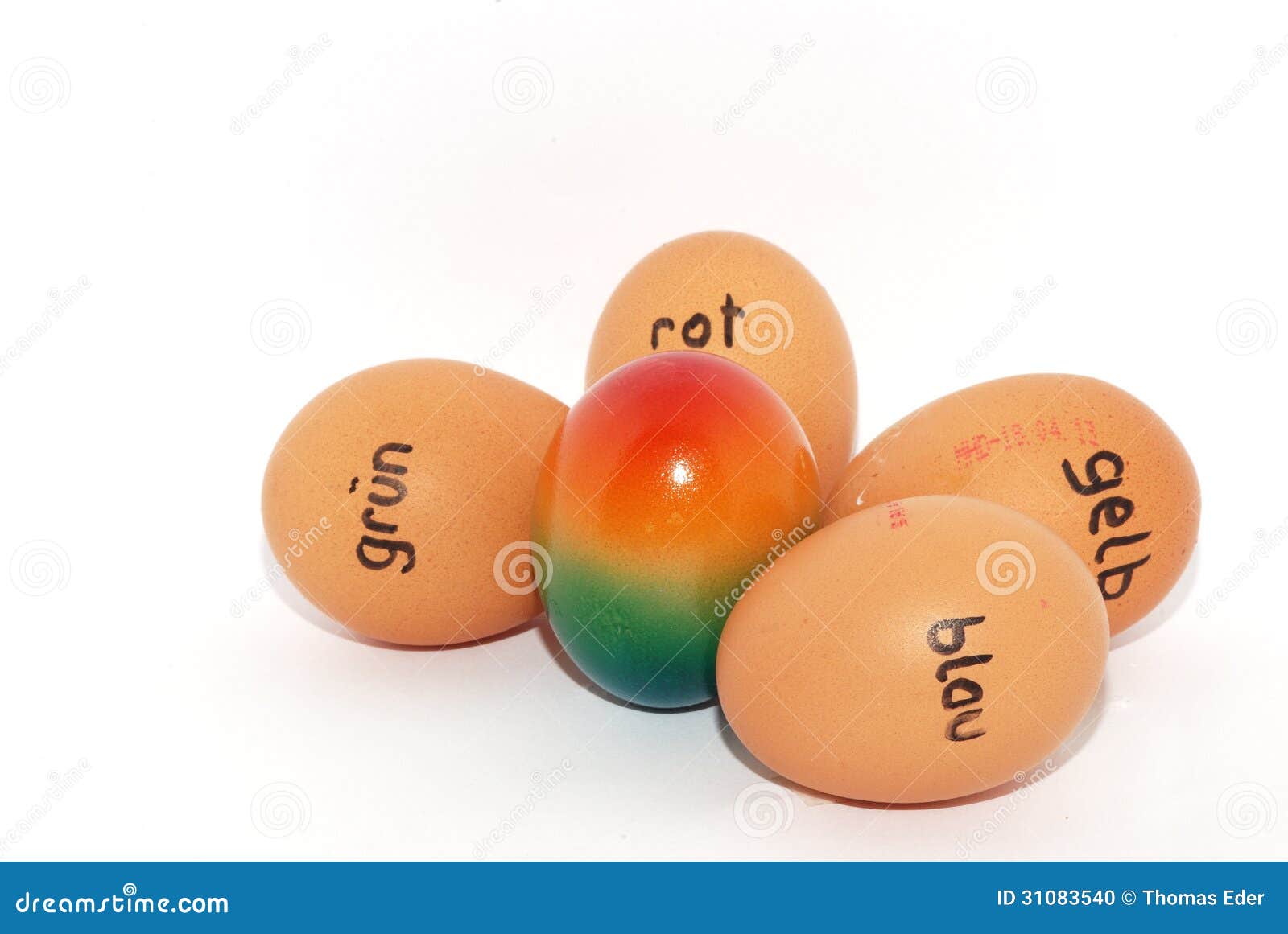 German Labeled Eggs Colorful in Middle Stock Photo - Image of ...