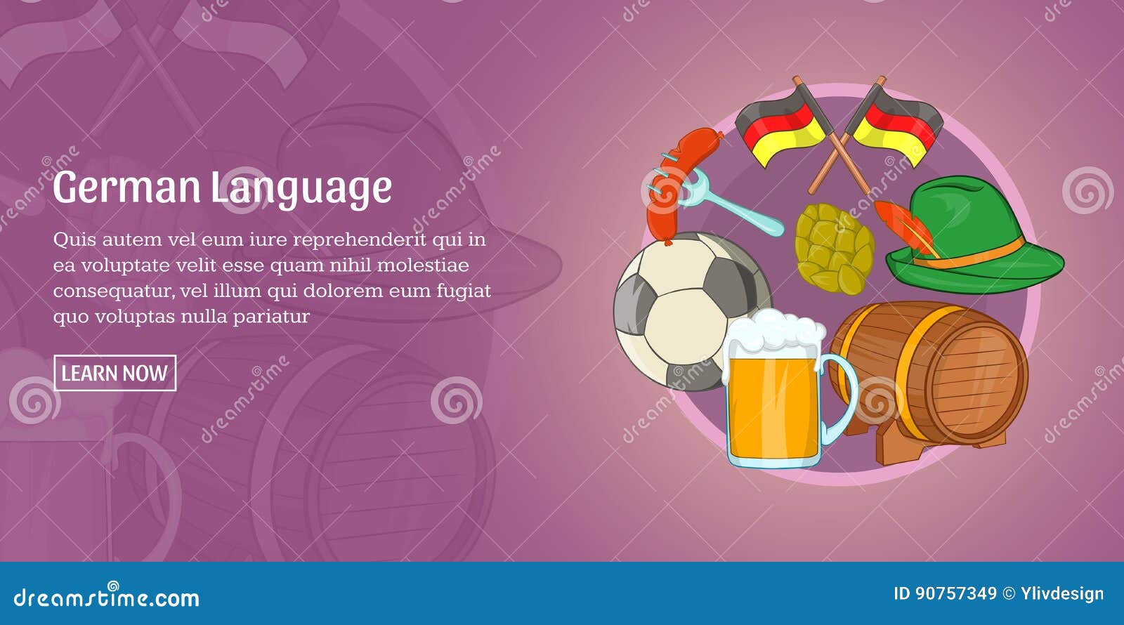 German Language Banner Horizontal, Cartoon Style Stock Vector ...