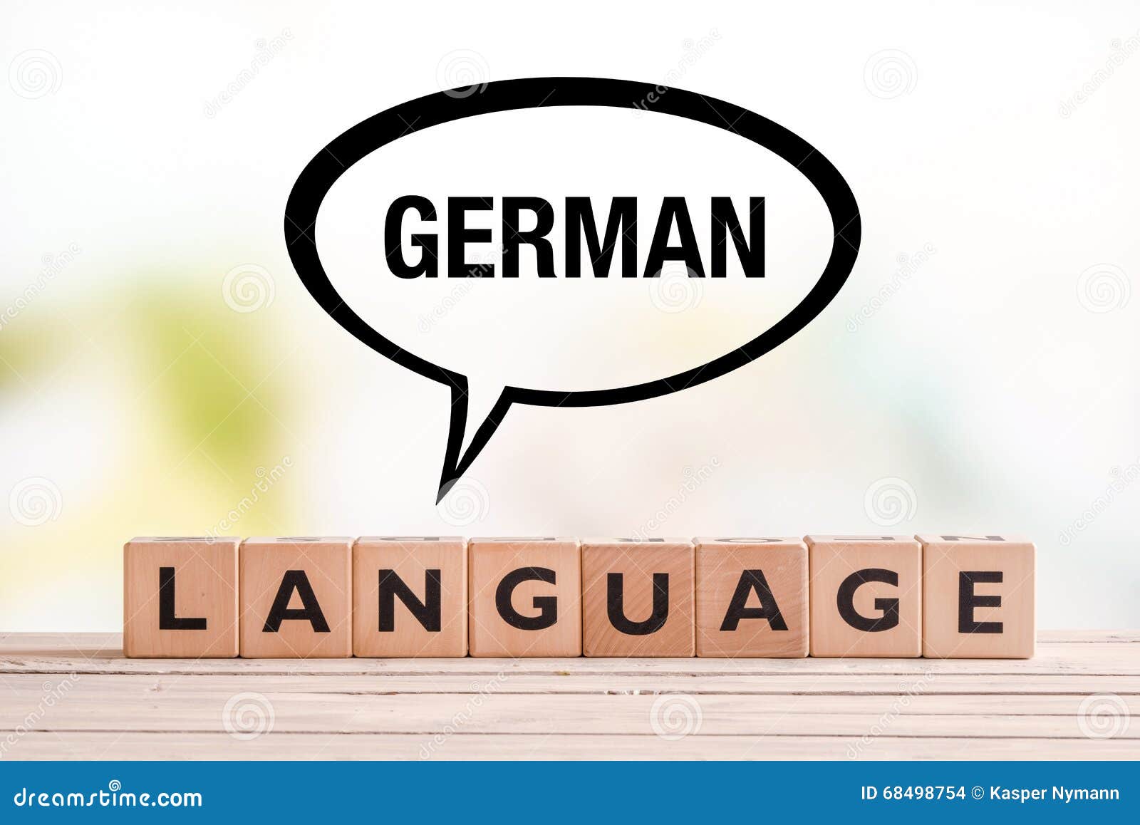 German Language Lesson Sign on a Table Stock Photo - Image of concept ...