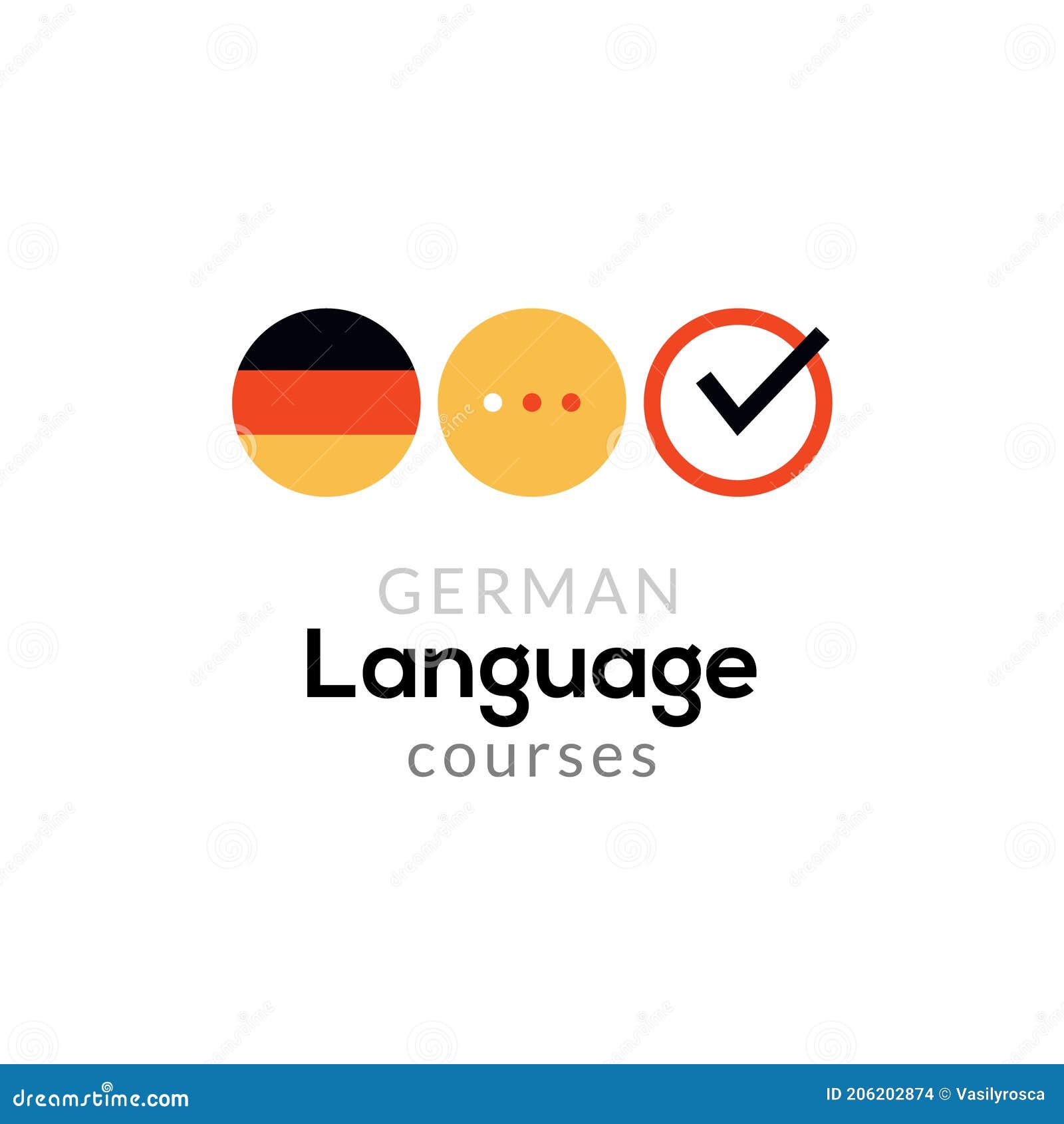 German Language School Logo Course Concept. Vector German Speak Fluent ...