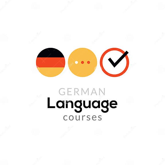 German Language School Logo Course Concept. Vector German Speak Fluent ...
