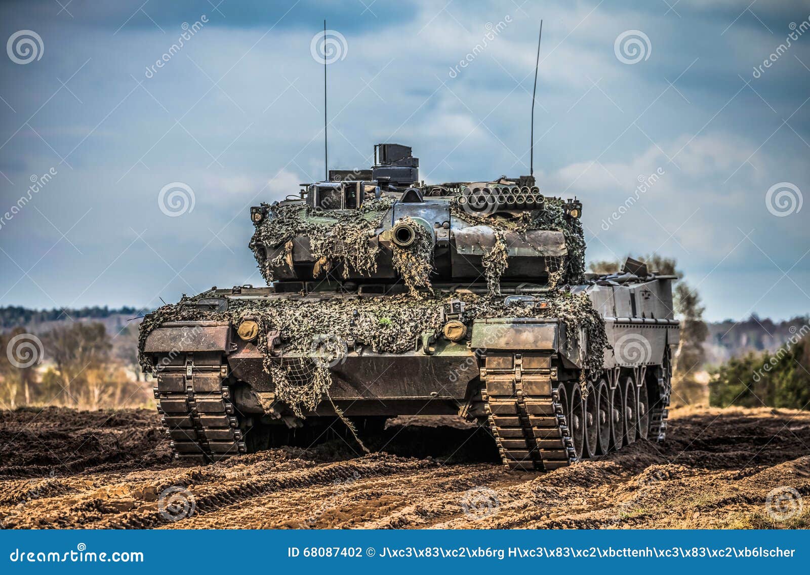 German Main Battle Tank Stands Stock Photo - Image of exercise, area ...