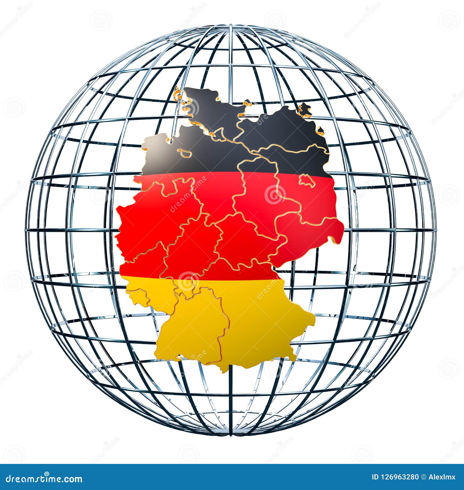 German Map On The Earth Globe. 3D Rendering Stock Illustration ...
