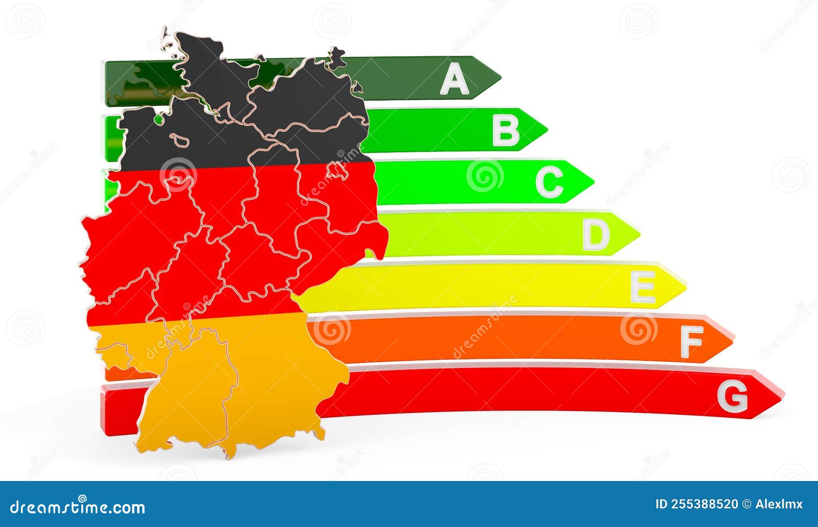 German Map with Energy Efficiency Rating, 3D Rendering Stock ...