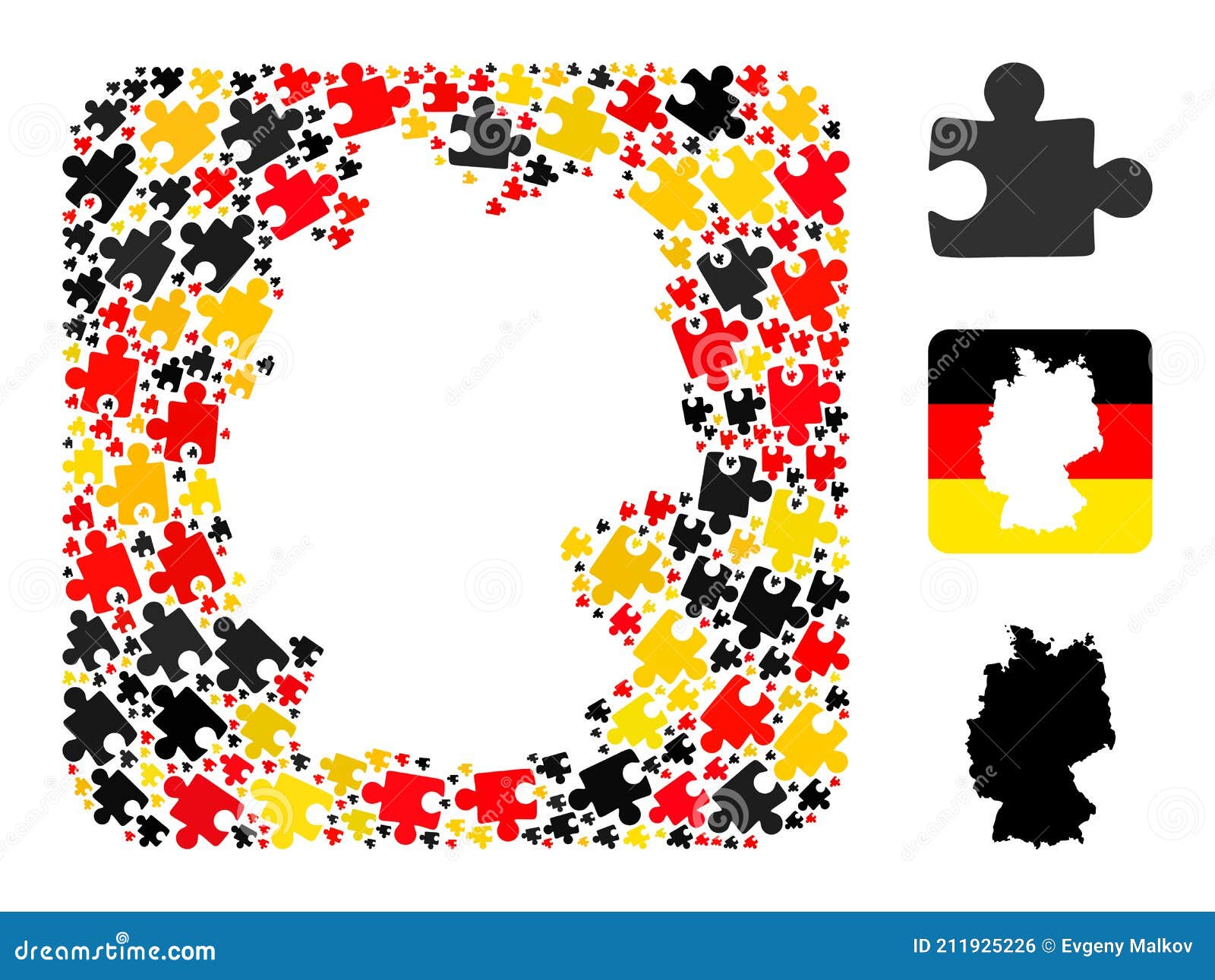 German Map Stencil Collage of Puzzle Plugin Items in German Flag Colors ...