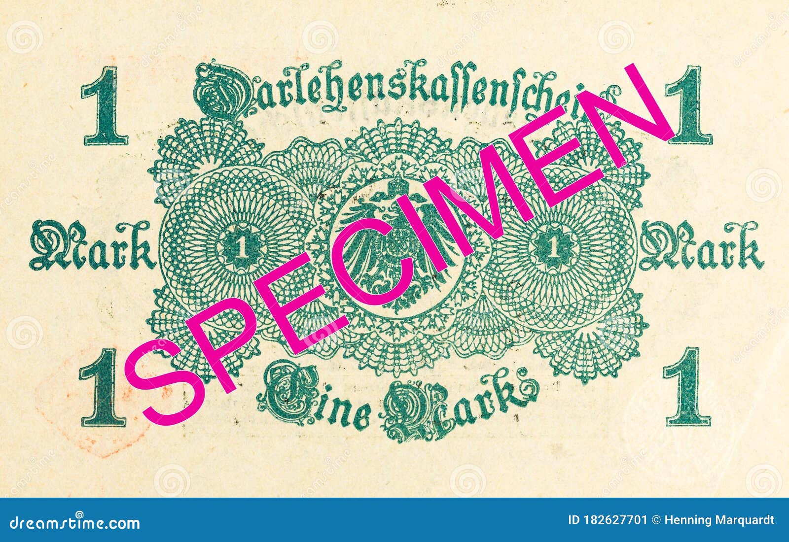 1 German Mark Bank Note 1914 Reverse Stock Image - Image of economic ...