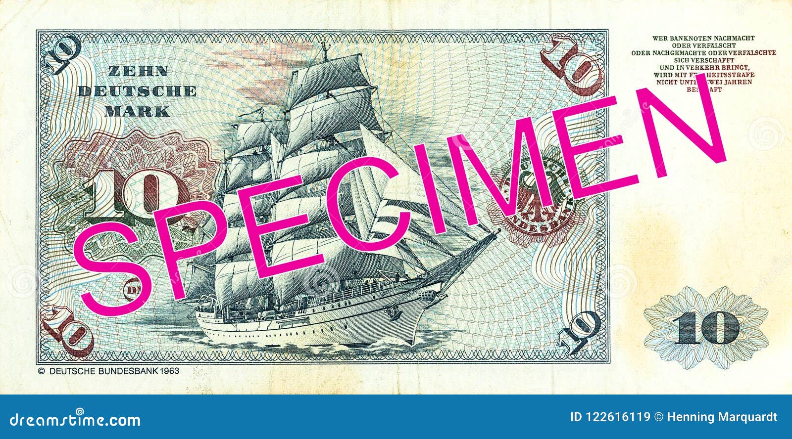 10 German Mark Bank Note Reverse Stock Image - Image of breakdown ...