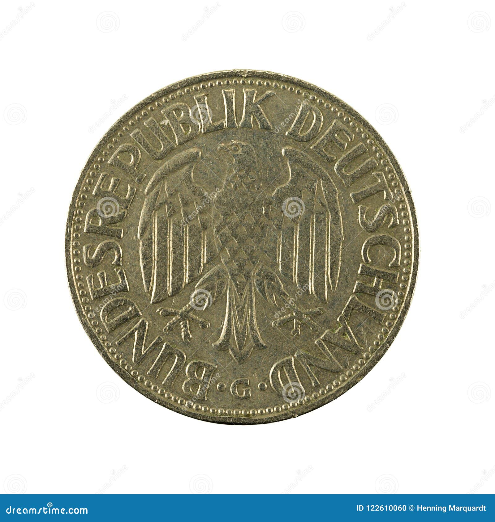 1 German Mark Coin 1956 Reverse Stock Photo - Image of federal, 1956: ...