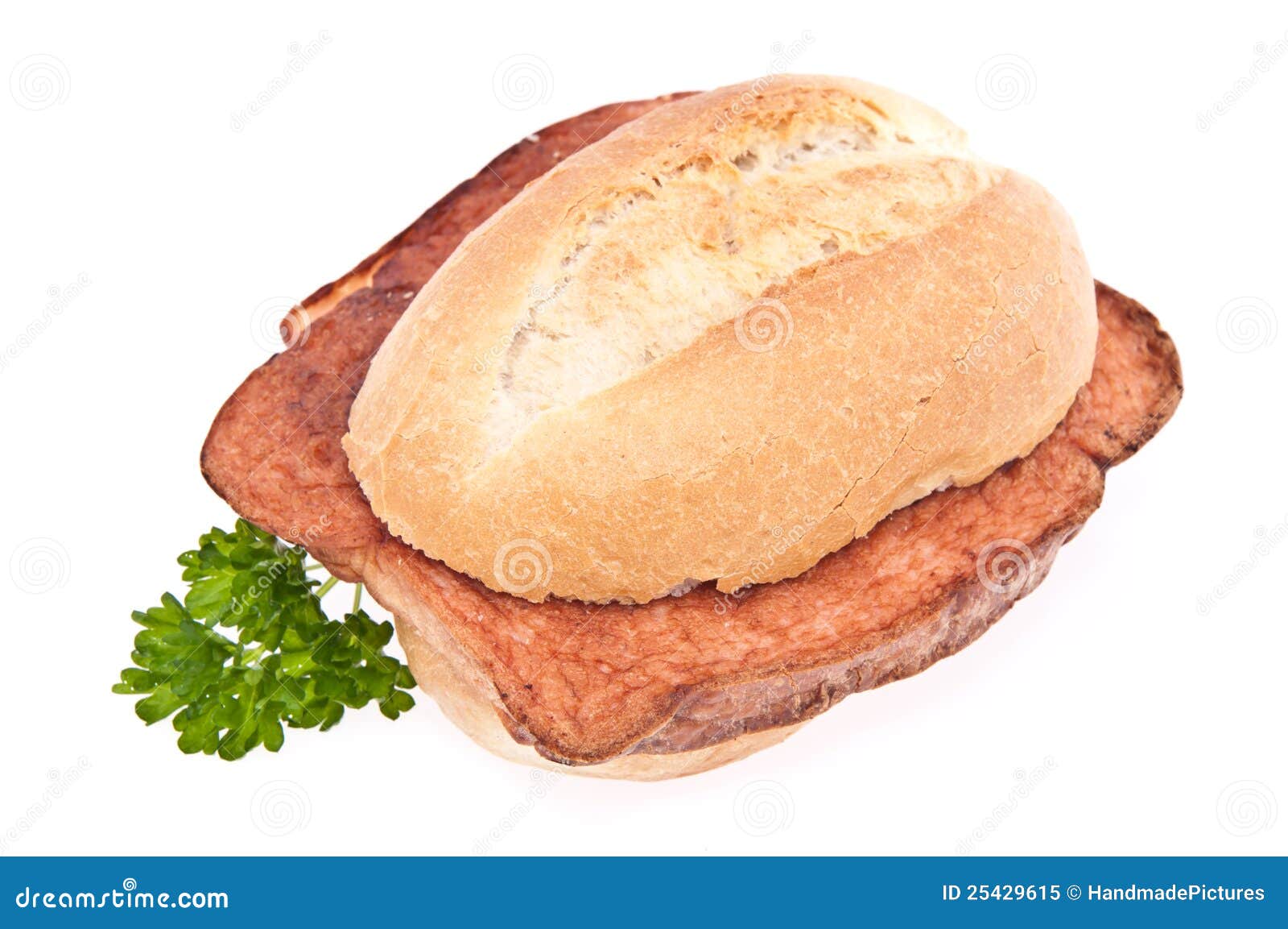 German Meat Loaf on a Roll Isolated Stock Image - Image of german ...