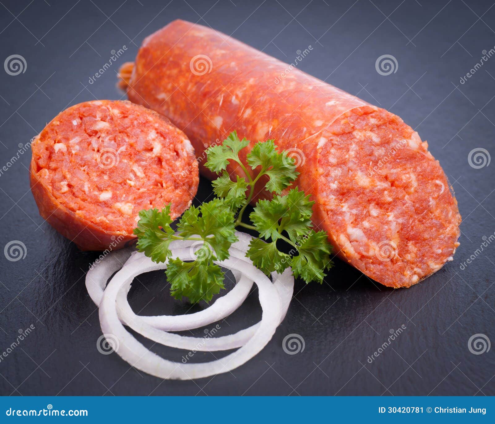 German Mettwurst with Onions Stock Image - Image of onion, spread: 30420781