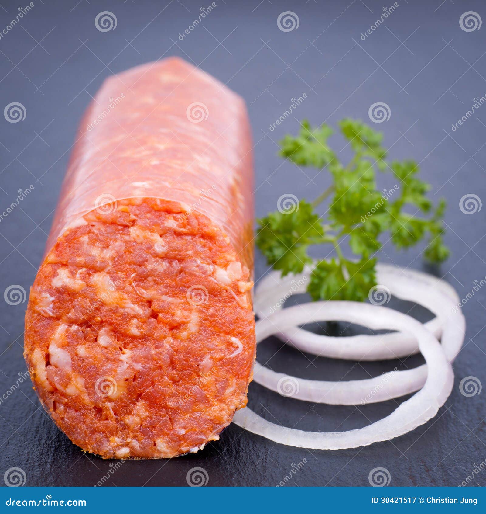 German Mettwurst with Onions Stock Image - Image of foodstuff, piece ...