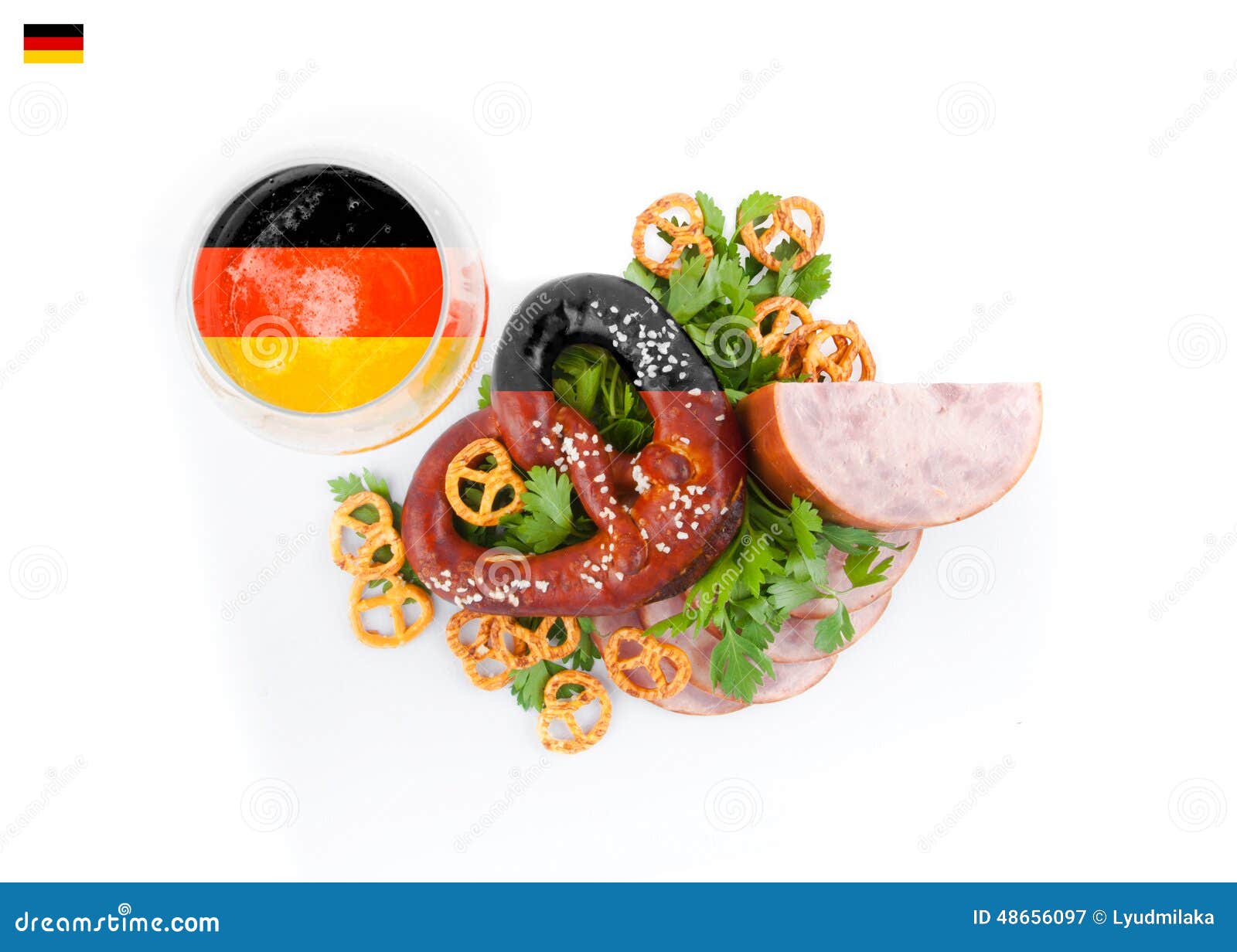 German National Dish. Flag Colors. Stock Image - Image of pretzels ...