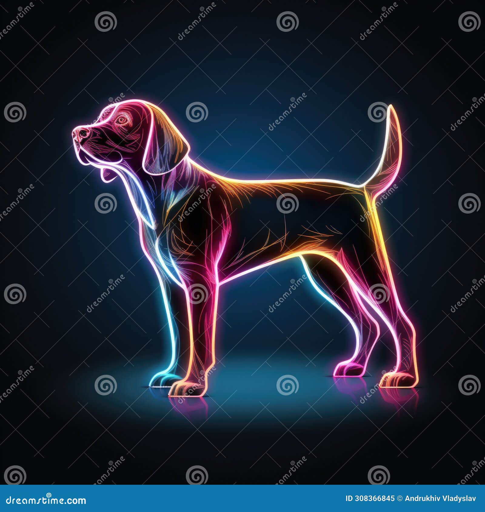 German Pointer. Neon Outline Icon with a Light Effect Stock ...