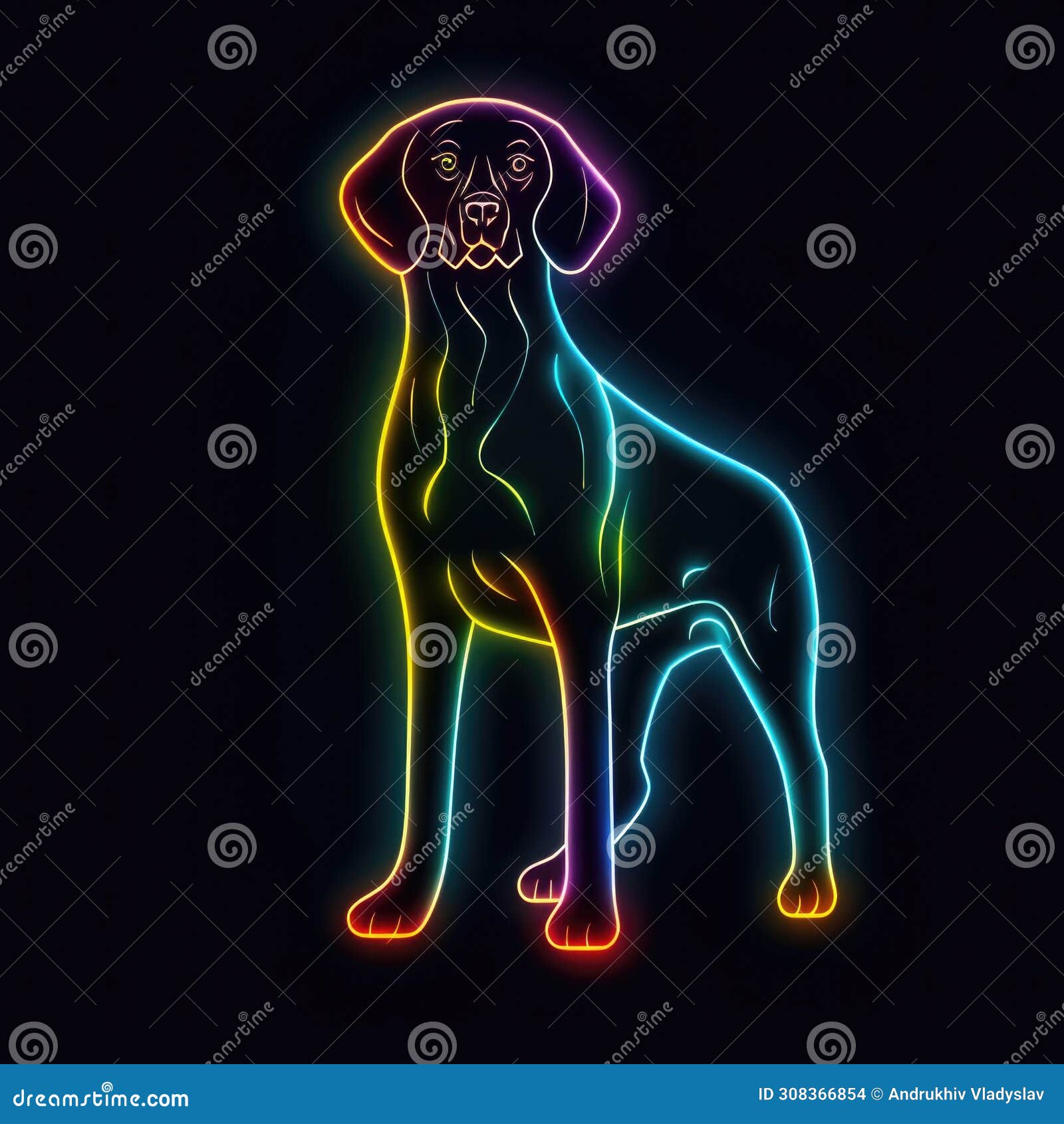 German Pointer. Neon Outline Icon with a Light Effect Stock ...