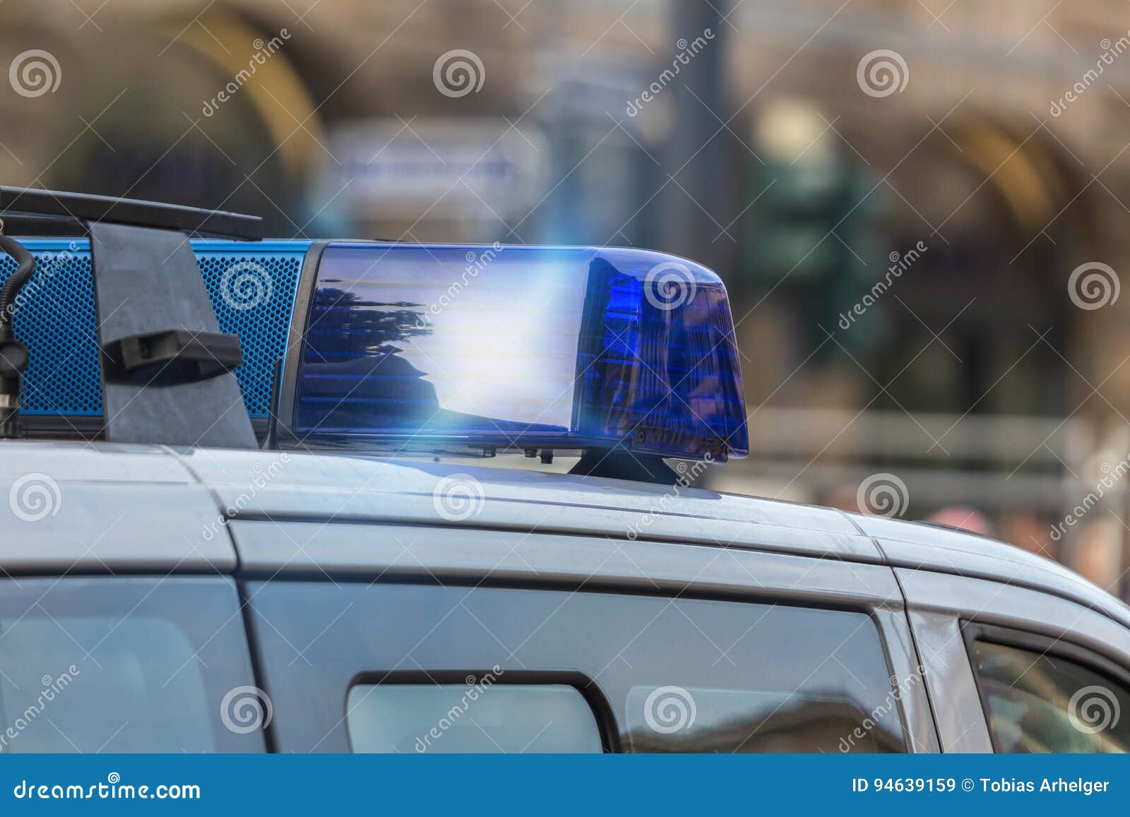 German Police Car Blue Light Stock Image - Image of guard, tourism ...