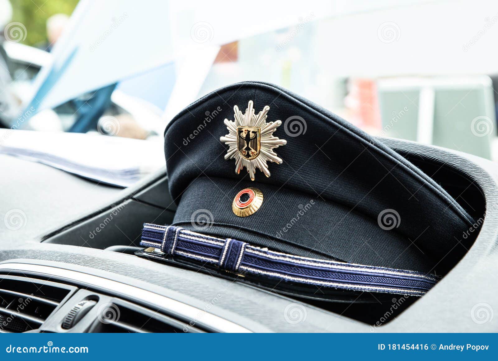 German Police Office Hat stock photo. Image of blue - 181454416