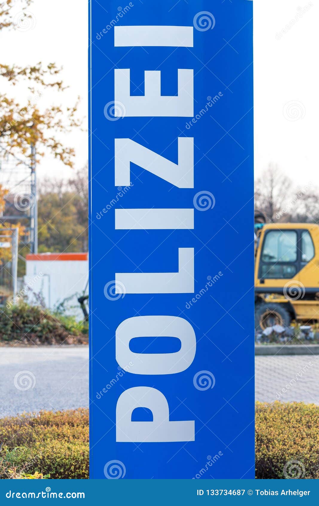 German polizei sign stock image. Image of sign, blue - 133734687