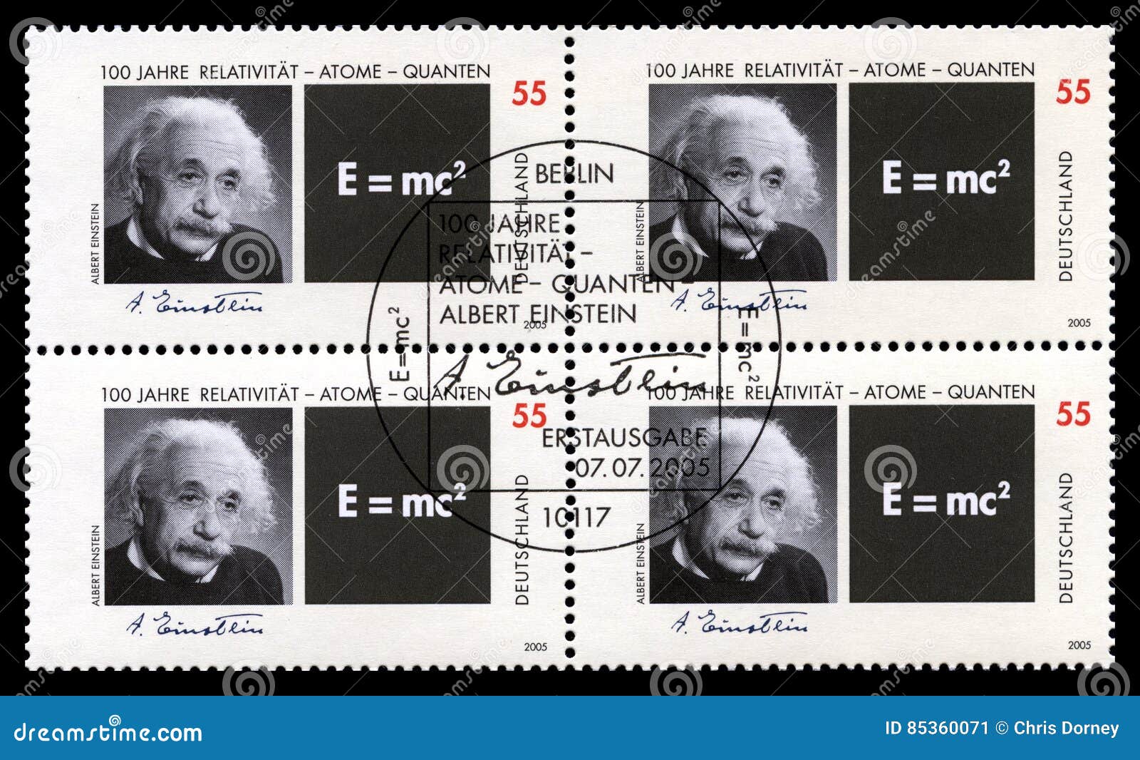 German Postage Stamps with Portrait of Albert Einstein Editorial Photo ...