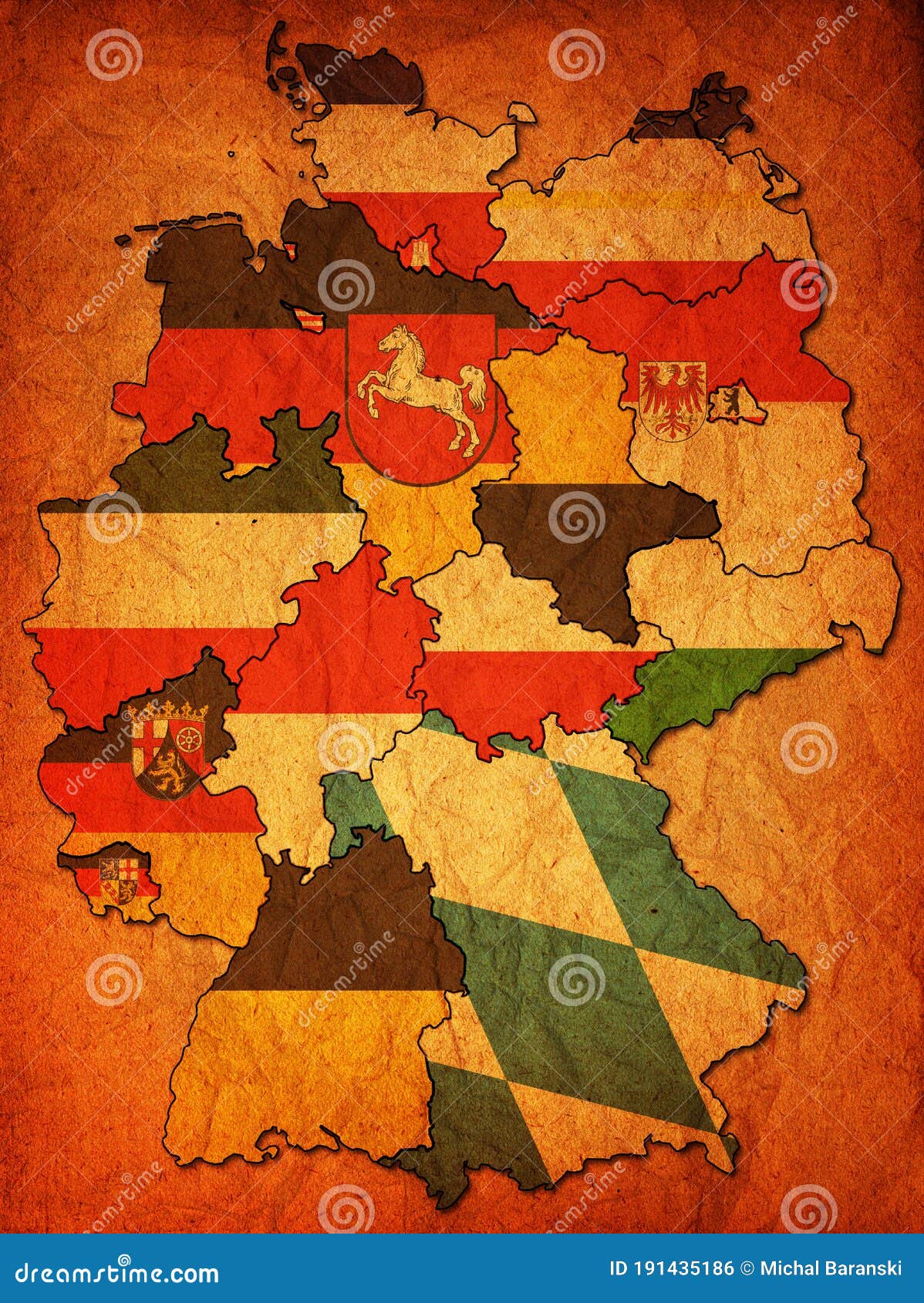 German provinces(states stock illustration. Illustration of flag ...