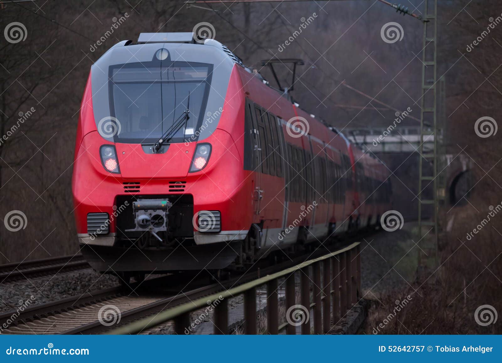 German Railway Passenger Train Stock Image - Image of river, railroad ...