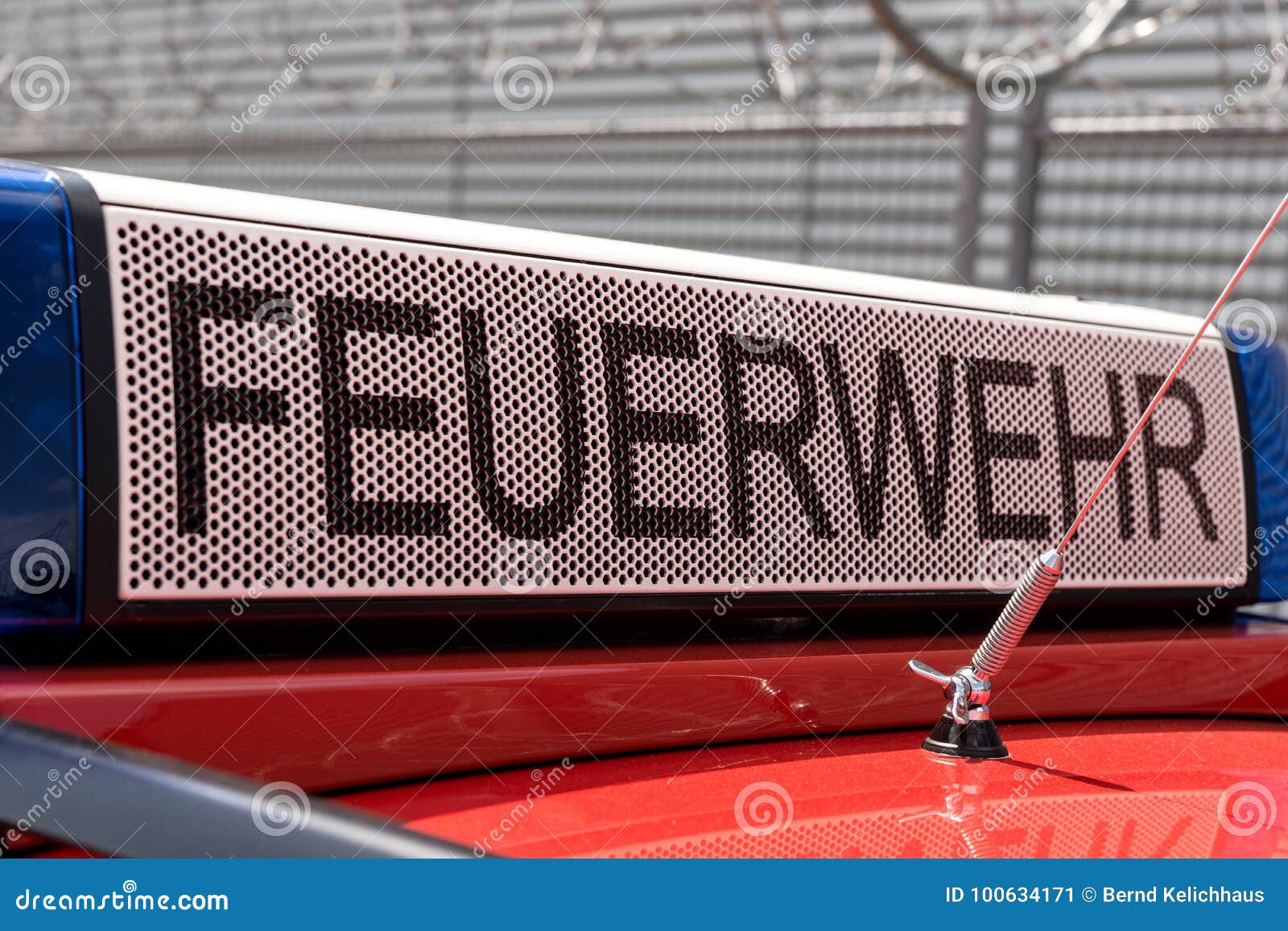 German Red Fire Brigade Car Stock Image - Image of service, fire: 100634171