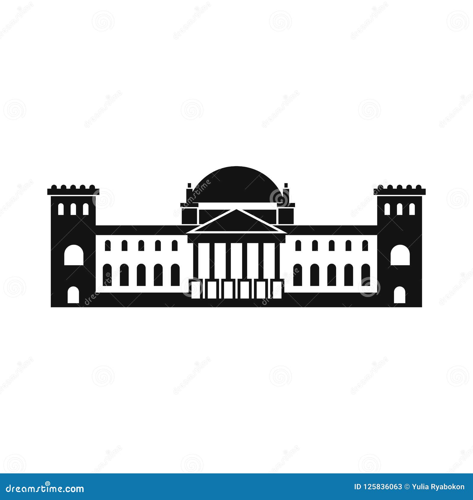 German Reichstag Building Icon, Flat Style Stock Illustration ...