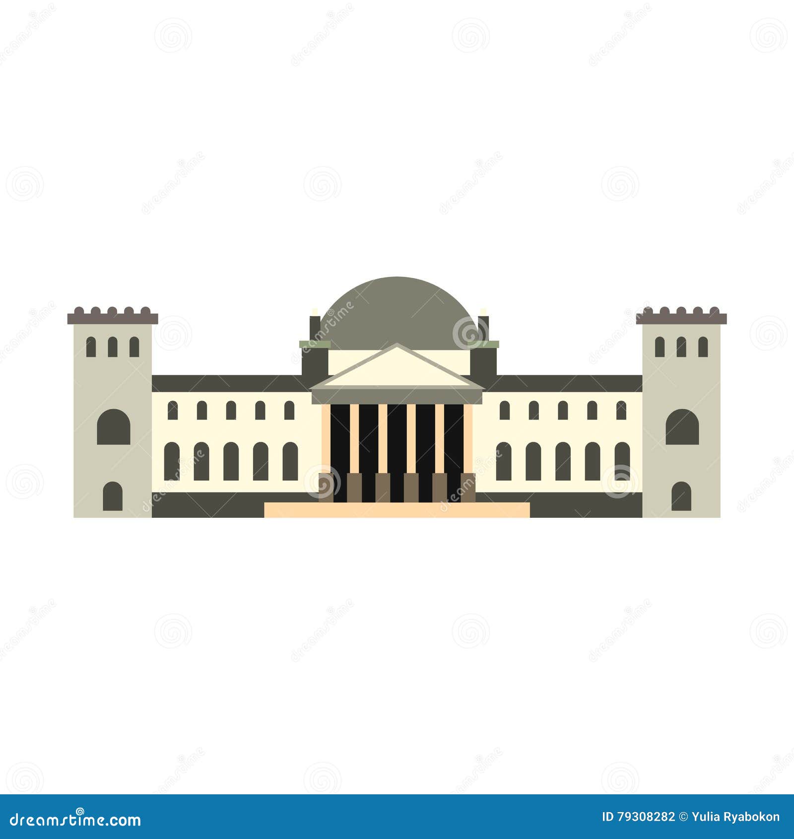 German Reichstag Building Icon, Flat Style Stock Vector - Illustration ...