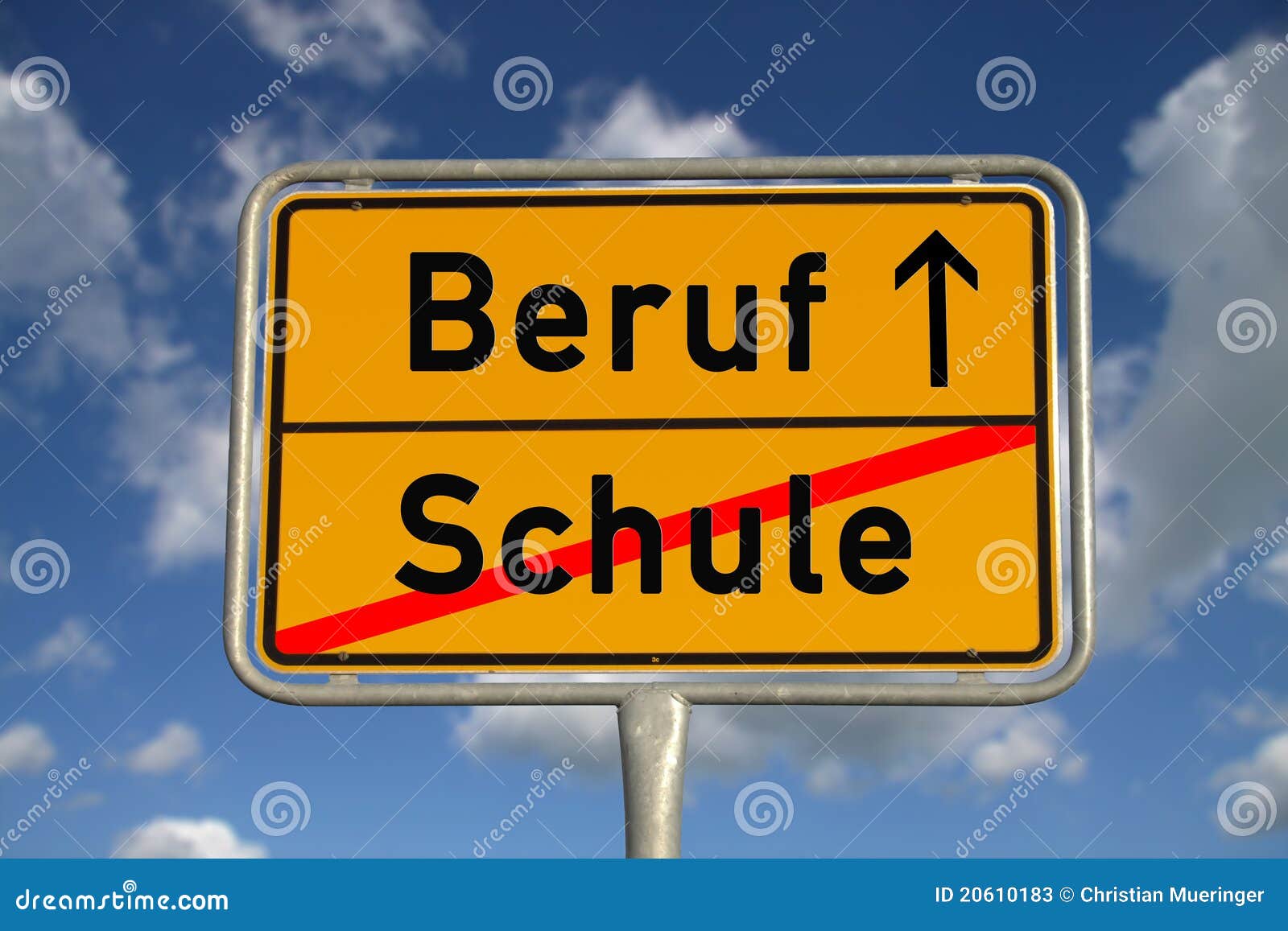 German Road Sign School and Work Stock Image - Image of community ...