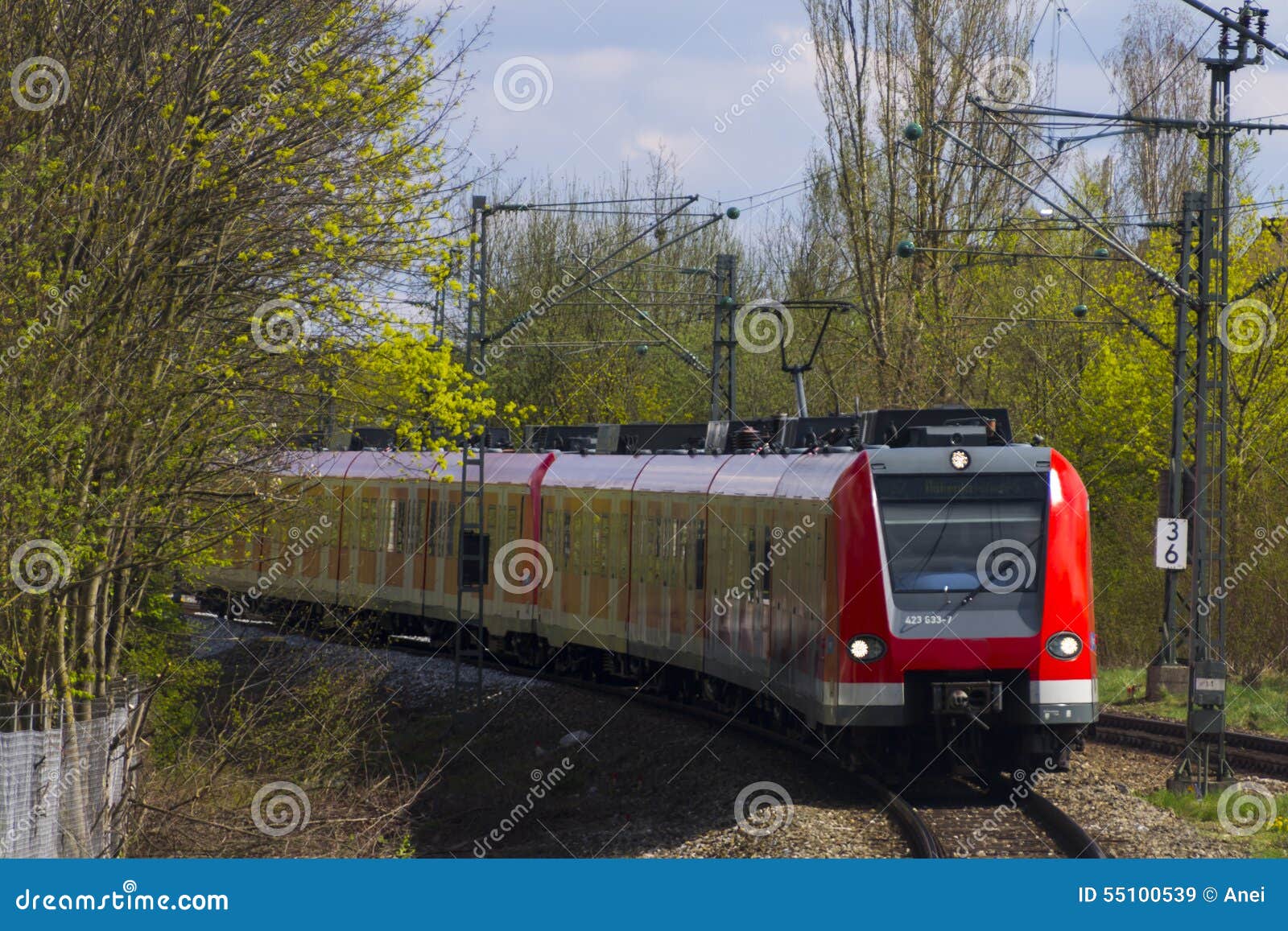 German S-bahn Train Arriving To the Train Stop, Munich Stock Image ...