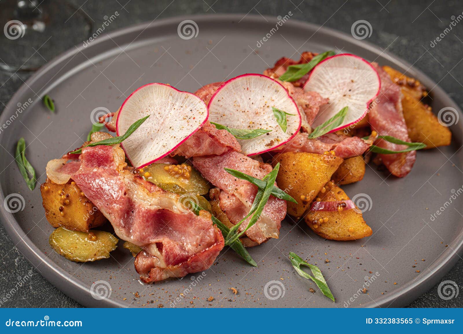German Salad From Sausages And Potato Backdrop Stock Photography ...
