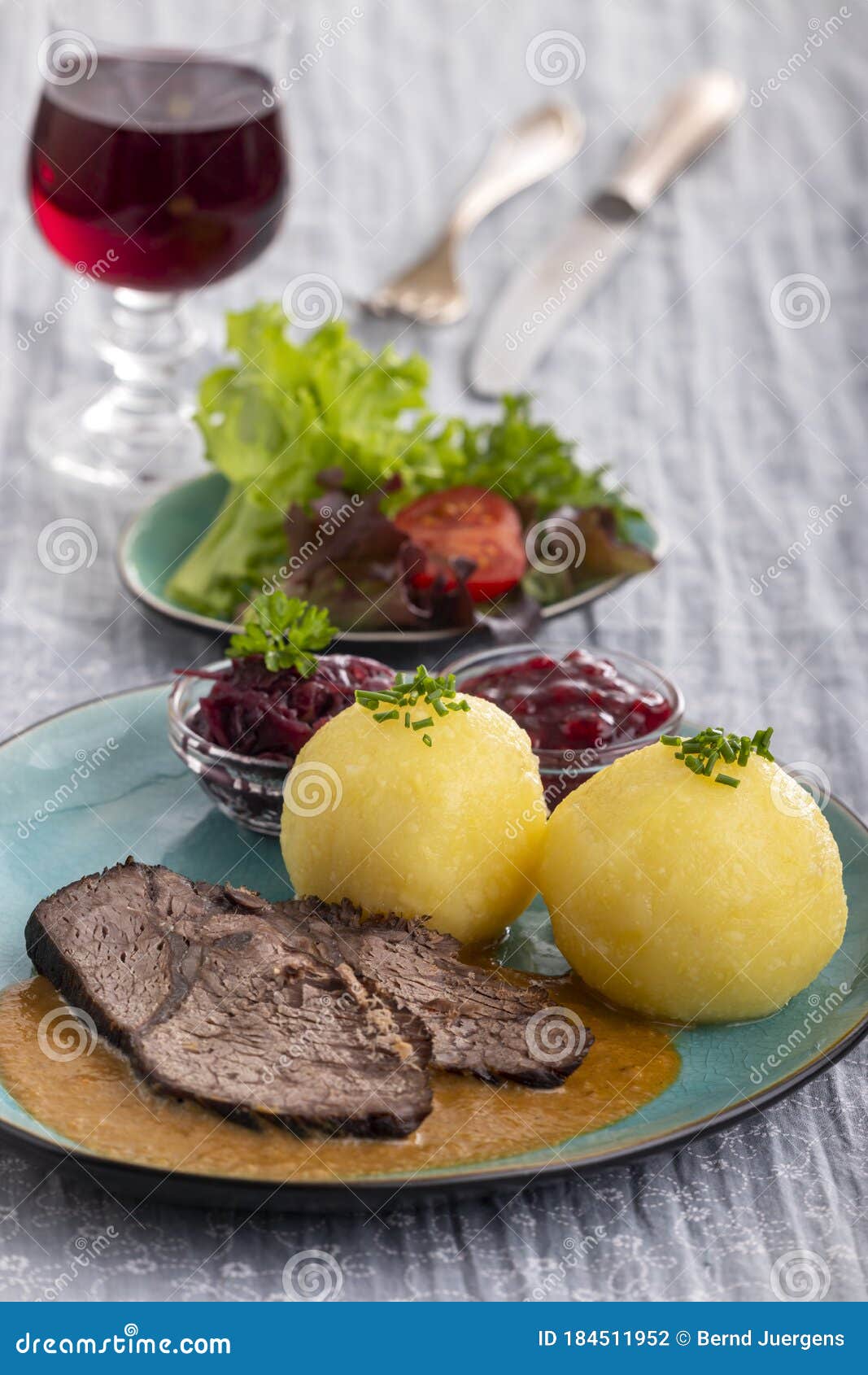 Sauerbraten (German National Dish, Marinated Braised Beef), Rotkohl ...