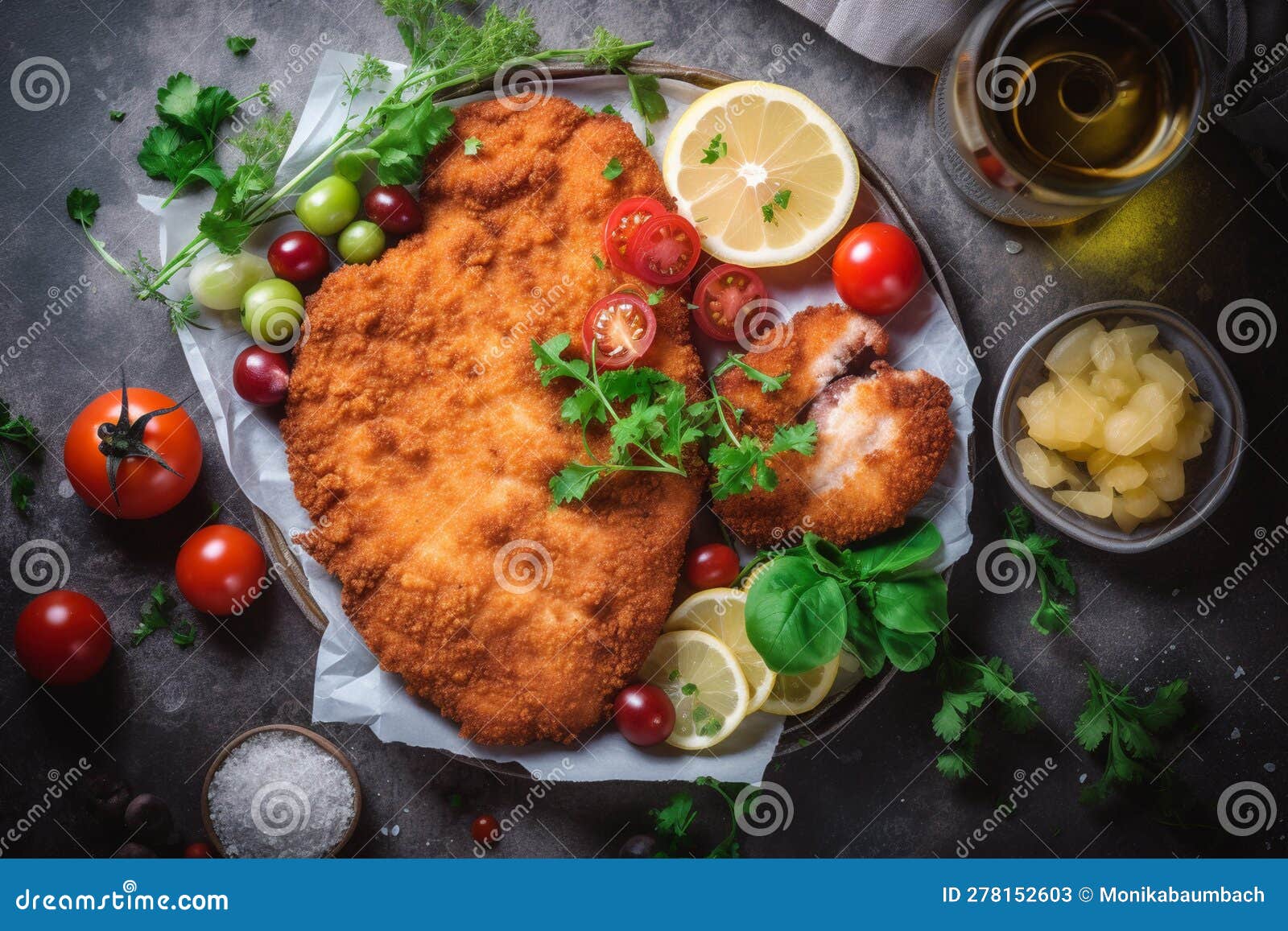 German Schnitzel, a Breaded Fried Slice of Meat. Generative AI Stock ...