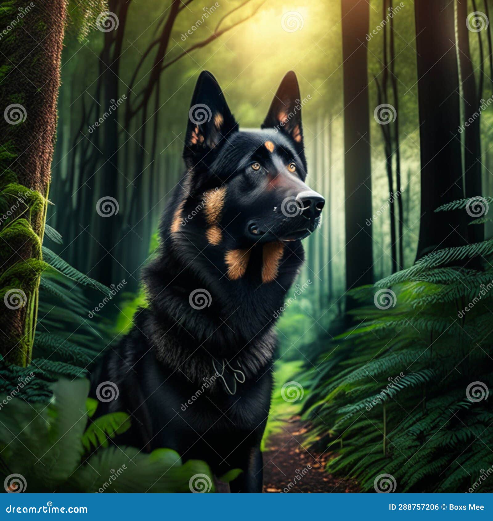 German Shepherd Dog in the Forest. Panoramic Image of a Dog Stock Photo ...