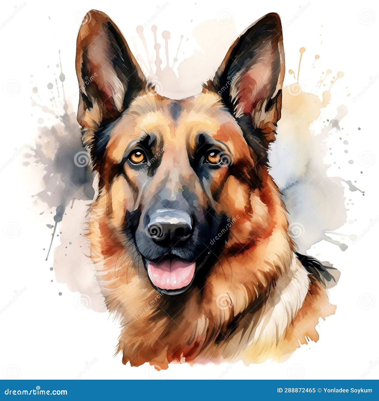 German Shepherd Dog K9, Ai Generated , Watercolor Stock Illustration ...