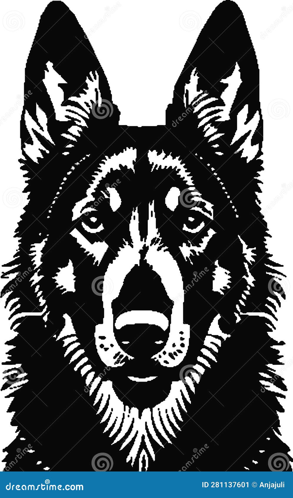 German Shepherd Dog Silhoutte Outline Vector Stock Image - Image of ...