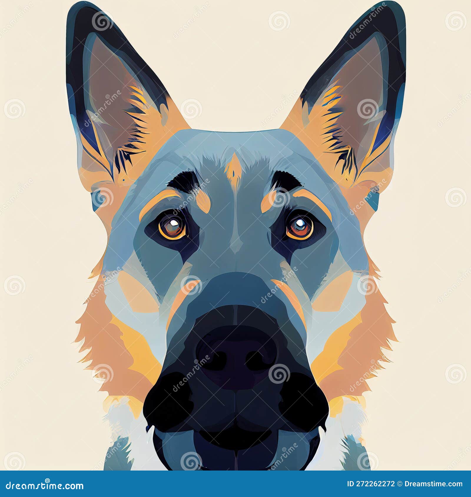 German Shepherd Flat Portrait. Abstract Portrait of a German Shepherd ...