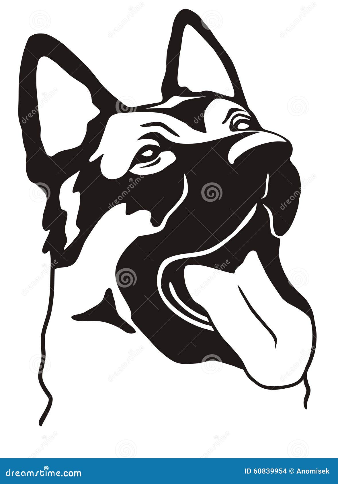 German Shepherd Head Drawing. Stock Vector - Illustration of german ...