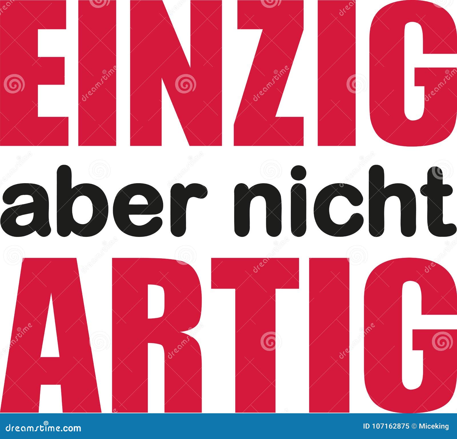 German Slogan - Unique but Noch Behaved Stock Vector - Illustration of ...