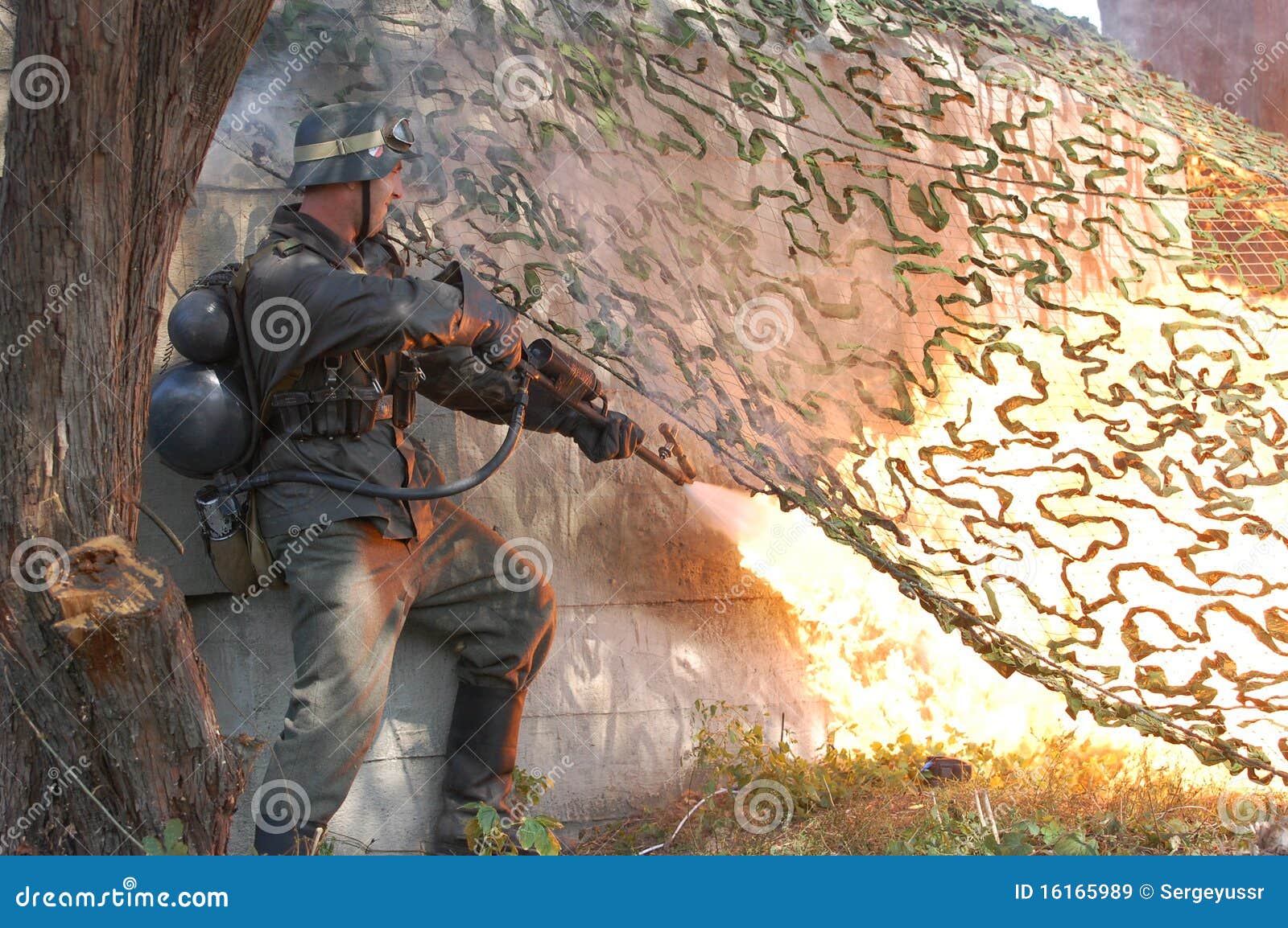 German Soldier with Flame-thrower Stock Image - Image of forceful ...