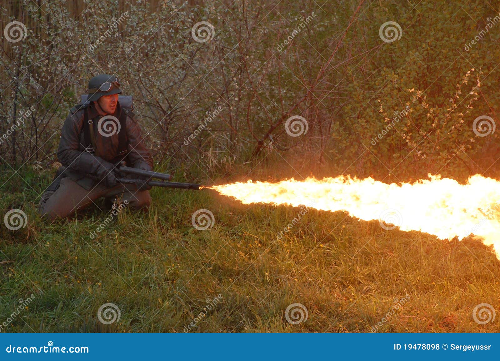 German Soldier with Flame-thrower Stock Photo - Image of history, flame ...