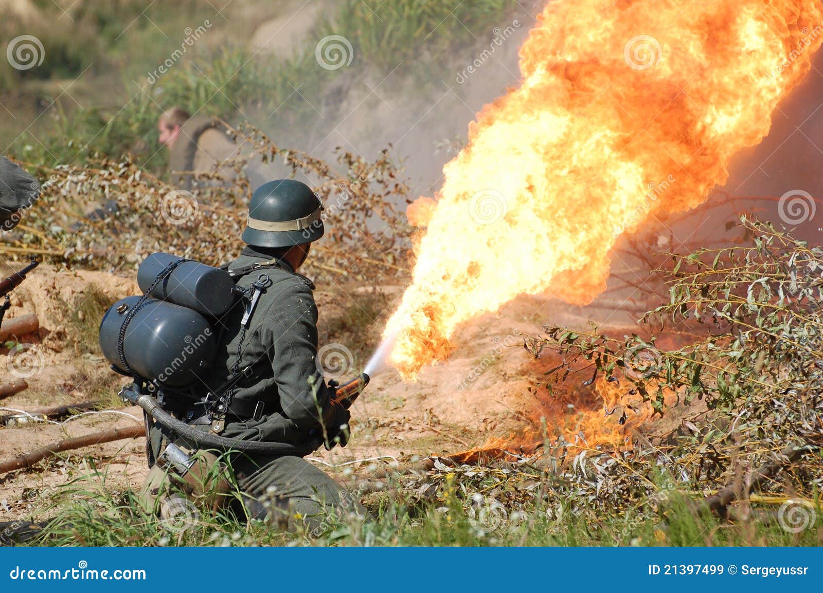 German Soldier with Flame-thrower Stock Image - Image of combustion ...