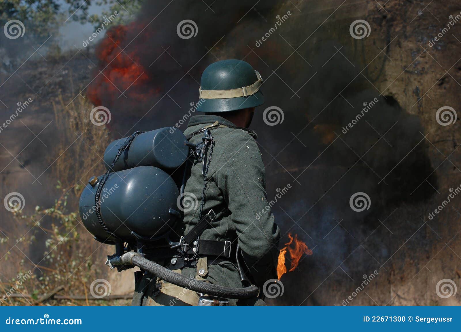 German Soldier with Flame-thrower Stock Illustration - Illustration of ...