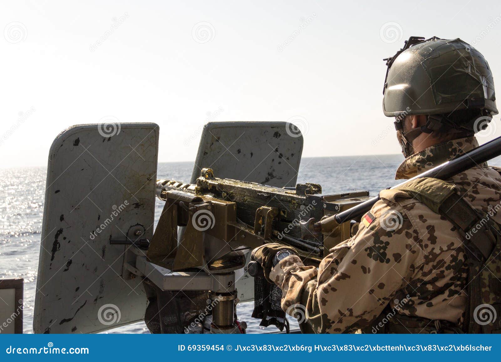 German Soldier on Machine Gun on a Speedboat Editorial Stock Image ...