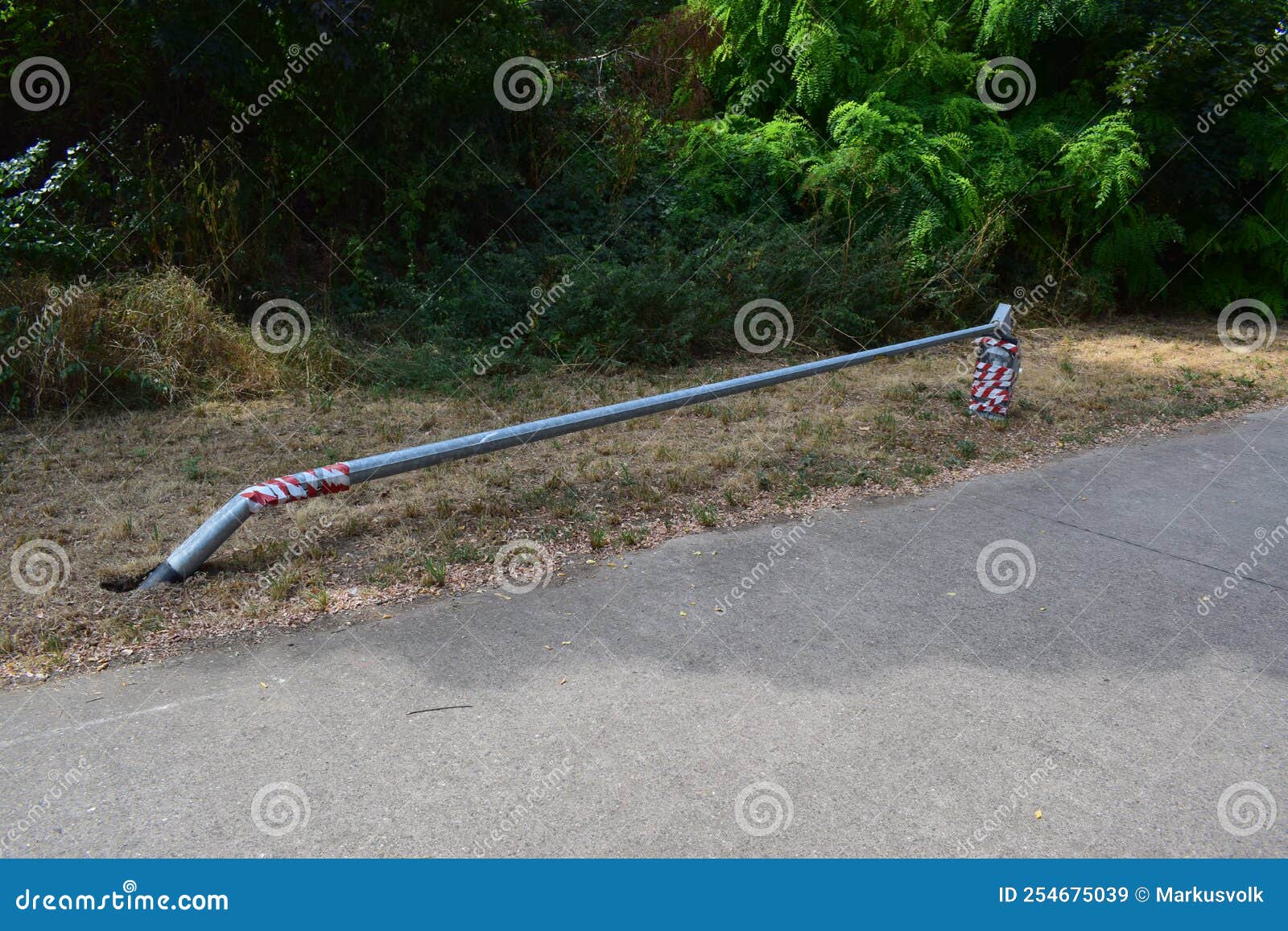 Fallen Lamp Post on the Roadside Stock Image - Image of fallen ...