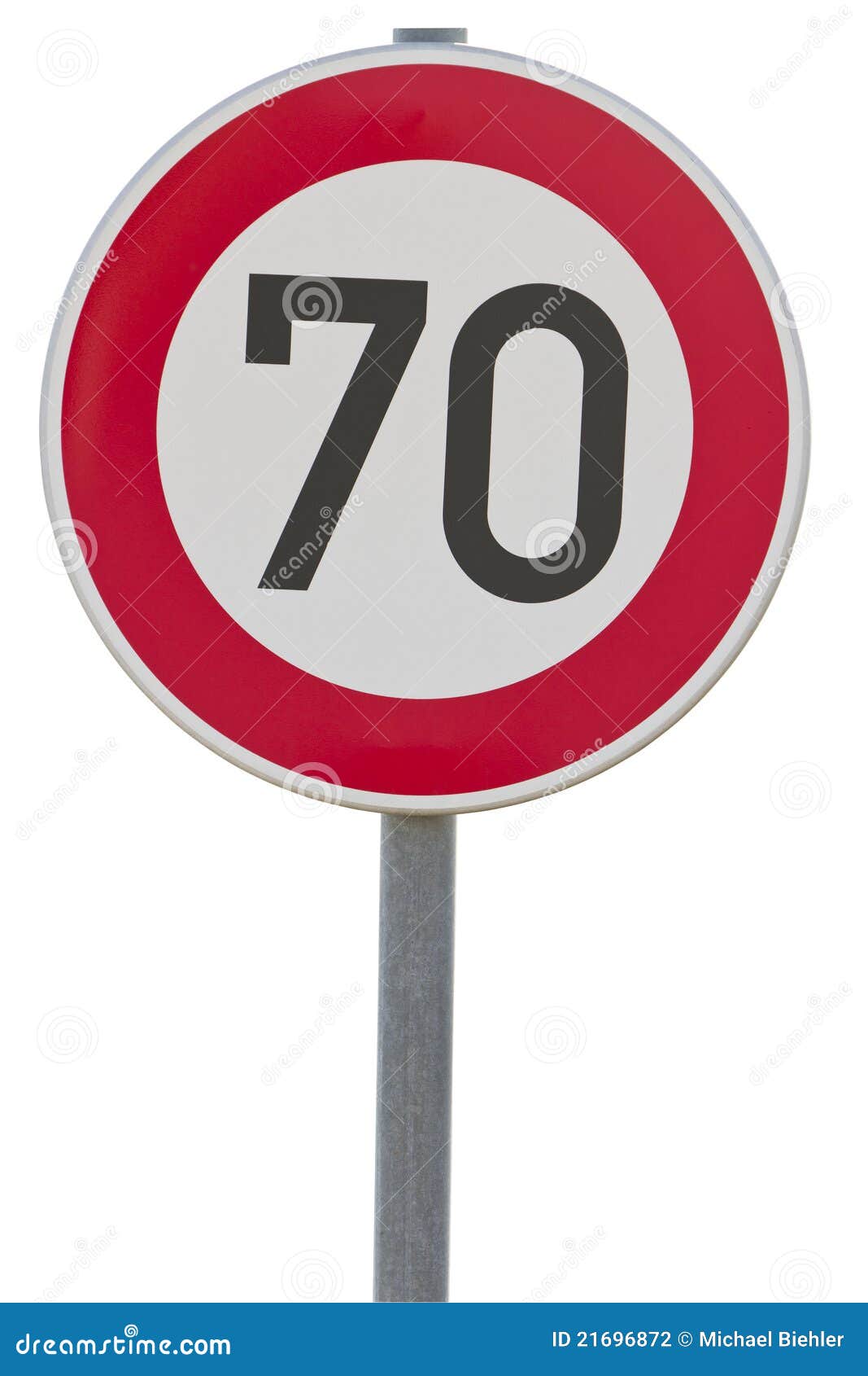 German Speed Limit Sign - 70 Km/h Stock Photo - Image of speed ...