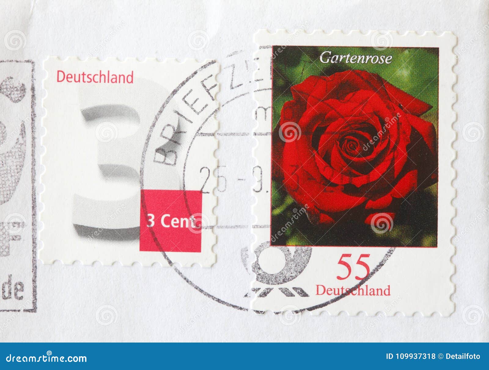 German Stamped Postage Stamp Editorial Stock Photo - Image of postmark ...