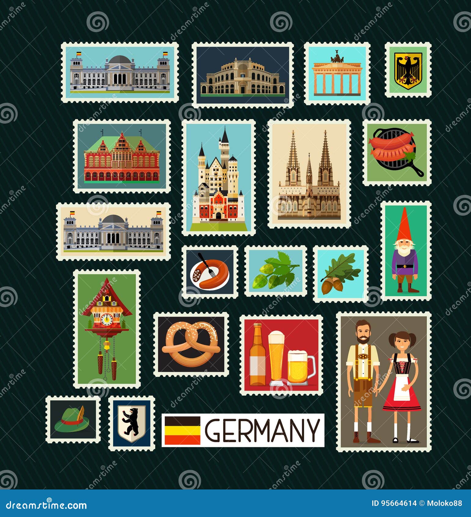 German Stamps stock vector. Illustration of design, element - 95664614